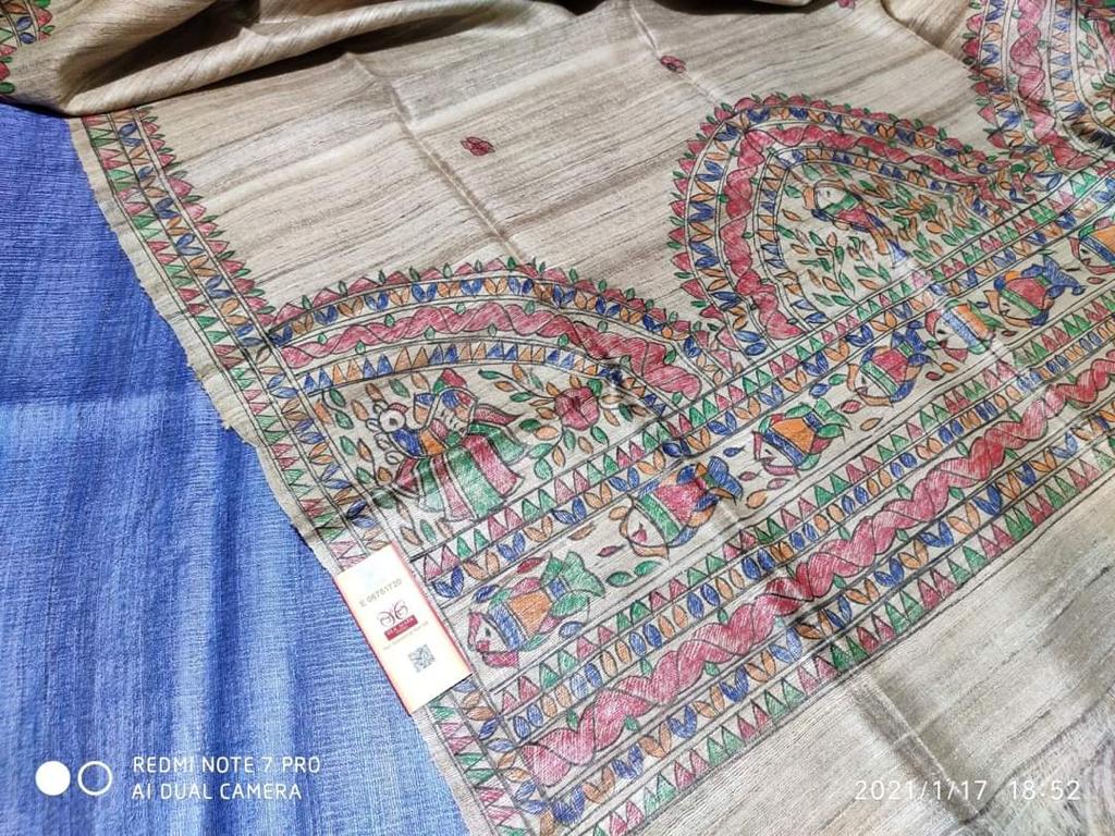 Pure Tussar Ghicha Madhubani 2pc Salwar Suit Material - Leheriya.com